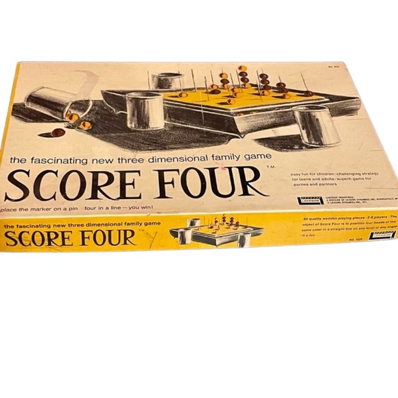 Vintage | Games | 971 Score Four 3d Wooden Bead Strategy Family Board ...